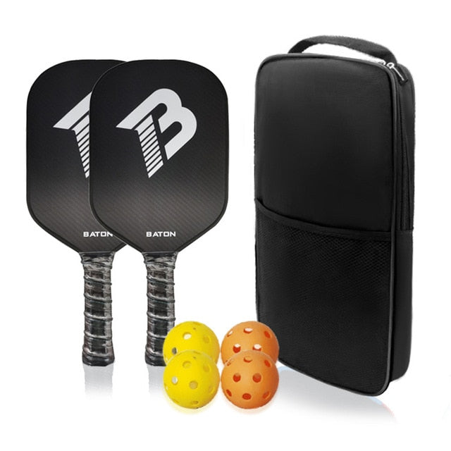 BATON 2 Ultralight Pickleball Paddle Set Carbon Fiber Surface with 4 B ...